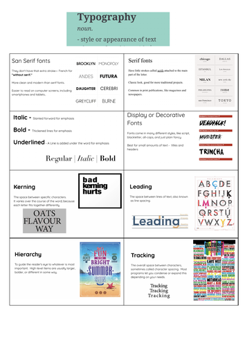 Elements & Principles GRAPHIC Design | TYPOGRAPHY | Teaching Resources