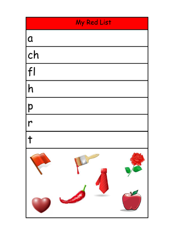 Colour List Writing KS1 | Teaching Resources
