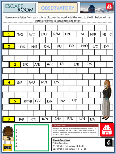 Maths Escape Room - Sequences and Series | Teaching Resources