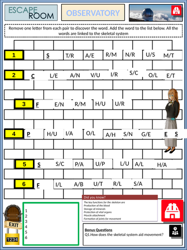 Skeletal System Escape Room - GCSE PE | Teaching Resources