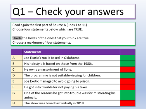 English Language Paper 2 Q1 Q2 | Teaching Resources