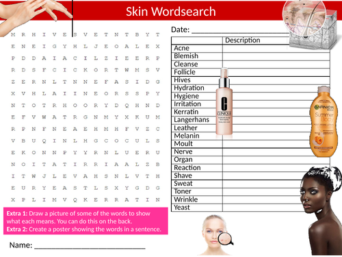 2 x Skin Wordsearch Health Keeping Clean Starter Settler Activity ...