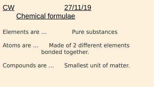 Chemical formulae Introduction | Teaching Resources