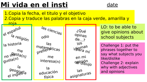 GCSE Spanish - Module 2 - En mi Insti | Teaching Resources