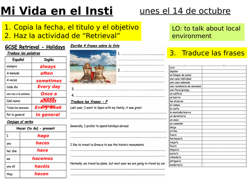 GCSE Spanish - Module 2 - En mi Insti | Teaching Resources