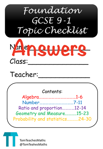 Maths GCSE 9-1 Foundation revision topic checklist | Teaching Resources Maths GCSE 9-1 Foundation revision topic checklist | Teaching Resources