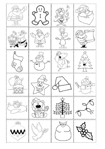 Christmas Cards to Cut, Colour and Match | Teaching Resources