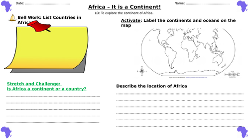 Africa: KS3 (L1 - Where is Africa?) | Teaching Resources