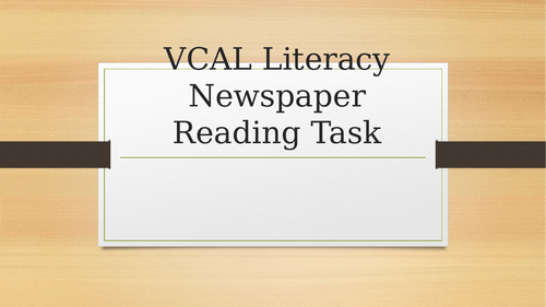 VCAL Literacy - Reading for Practical Purposes Task | Teaching Resources