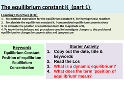 The Equilibrium Constant Kc (Part 1) | Teaching Resources