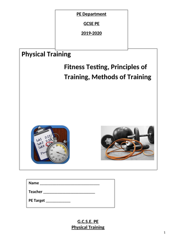AQA GCSE PE Work booklet and teaching powerpoint for fitness testing ...