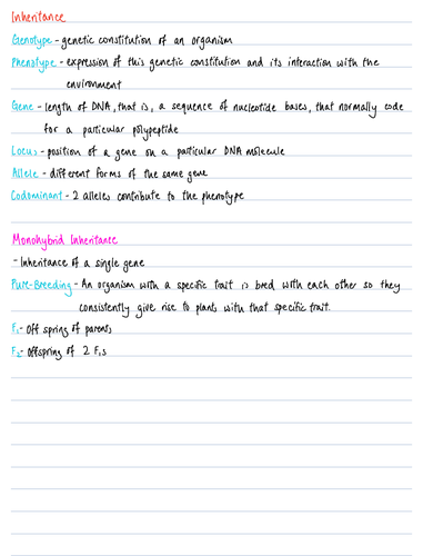A Level Biology Notes - Inheritance | Teaching Resources