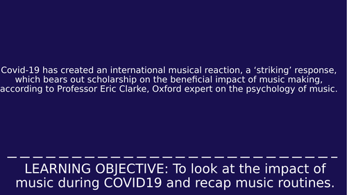 The Impact of COVID on music | Teaching Resources
