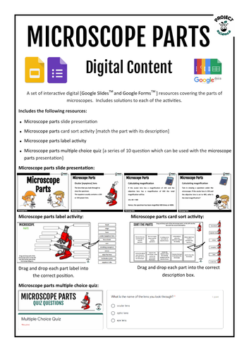 Microscope Parts Digital Resources Pack - Distance Learning | Teaching ...