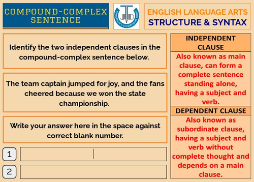 COMPOUND-COMPLEX SENTENCE STRUCTURE: 60 BOOM CARDS | Teaching Resources