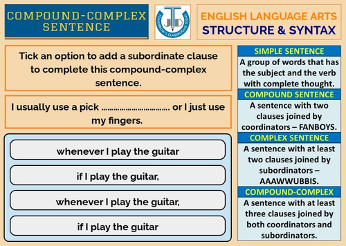 COMPOUND-COMPLEX SENTENCE STRUCTURE: 60 BOOM CARDS | Teaching Resources