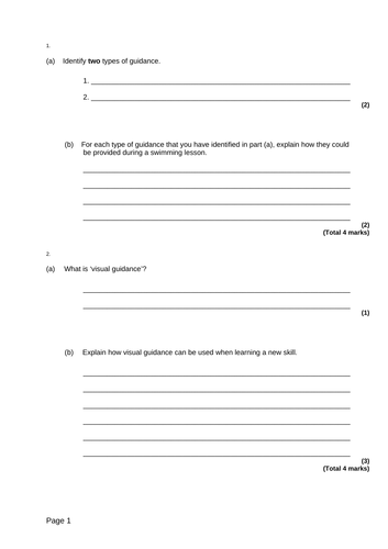 GCSE PE - Sports Psychology - AQA | Teaching Resources