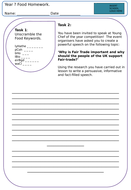 KS3 Food Homework Sheet 1 | Teaching Resources