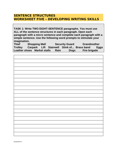 GCSE English Language, Sentence Structures | Teaching Resources