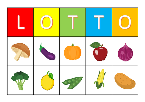 Lotto Game Fruit and Vegetables | Teaching Resources