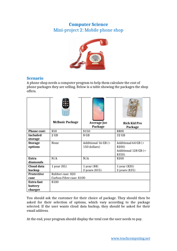 Python / Java Programming Assessment 2 - Mini Project | Teaching Resources
