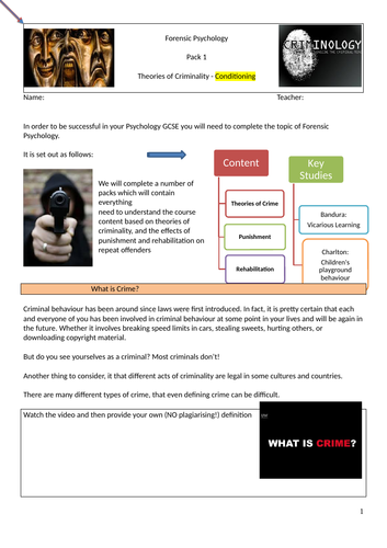 Edexcel GCSE Psychology - Options - Pack 1 - Forensic Psychology and ...