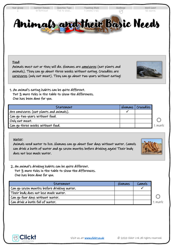 Year 2 Reading Comprehension (NON-FICTION): Science: Animals (including ...