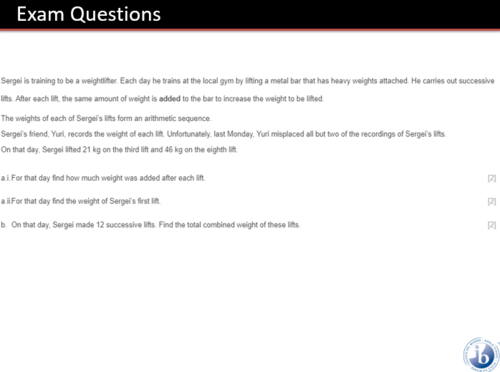 IB Maths Applications and Interpretation SL: Arithmetic Sequences ...