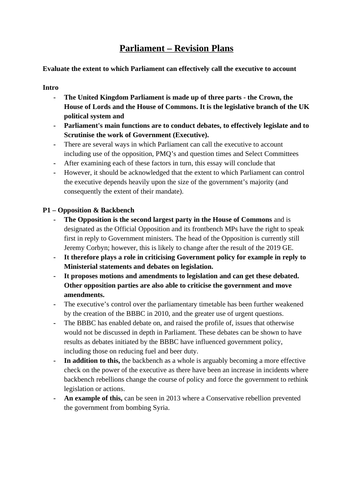 A LEVEL POLITICS - Parliament | Teaching Resources