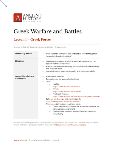 Warfare and Battles in Ancient Greece | Teaching Resources
