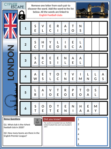 Football Escape Room - PE | Teaching Resources