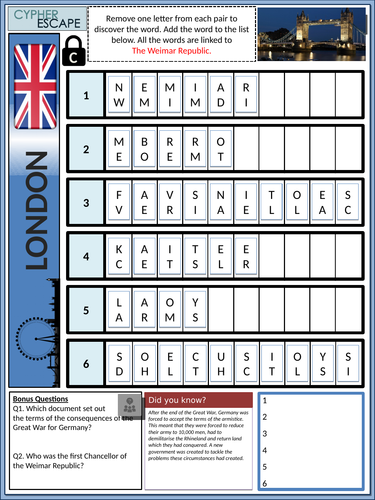 Weimar and Nazi Germany Escape Room | Teaching Resources