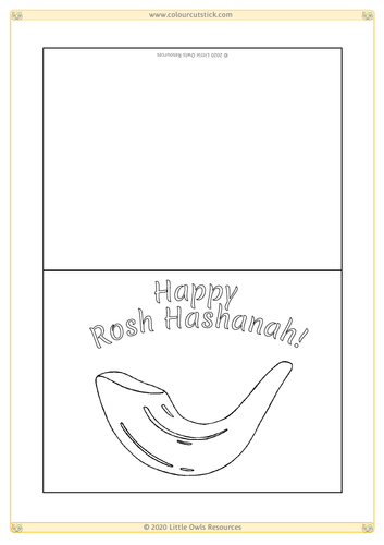 Rosh Hashanah Card Templates - Colouring Activity (horizontal cards ...