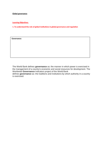 A-Level Globalisation Worksheets | Teaching Resources