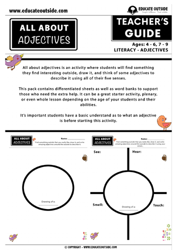 All About Adjectives: Outdoor Adjectives Activity FREEBIE | Teaching ...