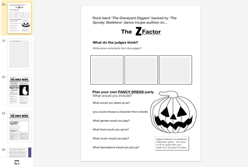 Spooky Halloween Creative Writing DIGITAL GOOGLE CLASSROOM Resource (9 ...