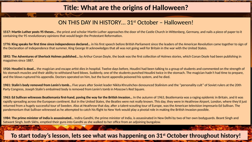 The History of Halloween lesson | Teaching Resources