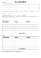 Food miles Task | Teaching Resources