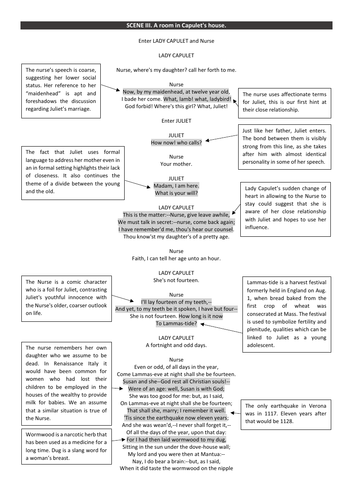 Romeo and Juliet Act 1 Scene 3 Annotated | Teaching Resources