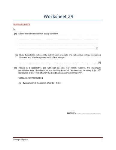 A-Level Nuclear Physics | Teaching Resources