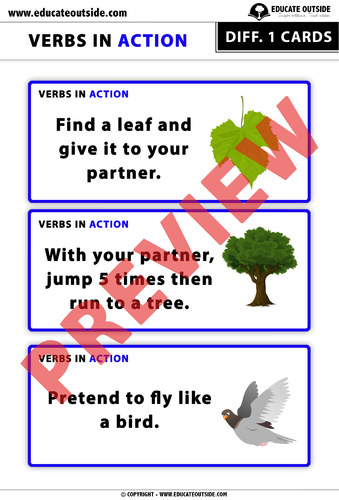 Verbs In Action: Parts of Speech Outdoor Activity | Teaching Resources