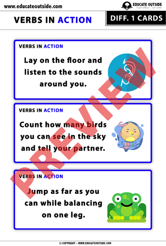 Verbs In Action: Parts of Speech Outdoor Activity | Teaching Resources