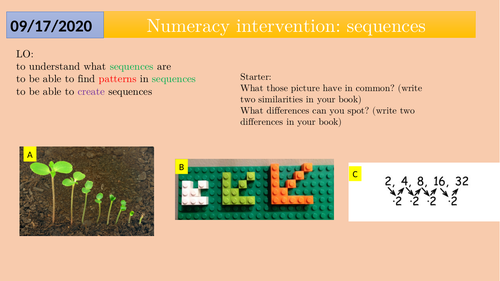 numeracy intervention part 1 sequences | Teaching Resources