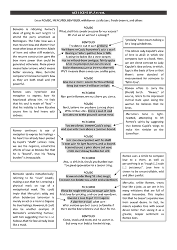 Romeo and Juliet Act 1 Scene 4 Annotated | Teaching Resources