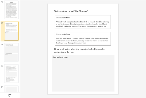 Write A Story ‘The Monster’ DIGITAL GOOGLE CLASSROOM Resource 9-12 ...