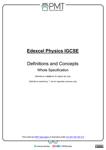 Edexcel IGCSE Physics Definitions | Teaching Resources Edexcel IGCSE Physics Definitions | Teaching Resources