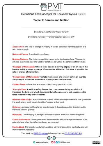 Edexcel IGCSE Physics Definitions | Teaching Resources Edexcel IGCSE Physics Definitions | Teaching Resources