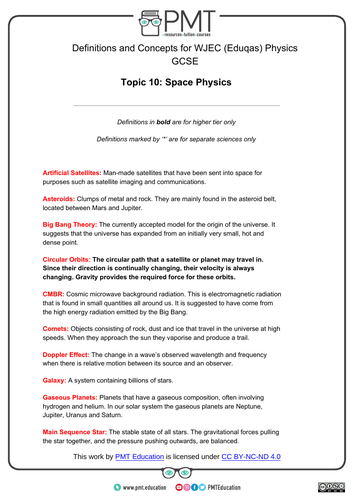 WJEC Eduqas GCSE Physics Definitions | Teaching Resources WJEC Eduqas GCSE Physics Definitions | Teaching Resources