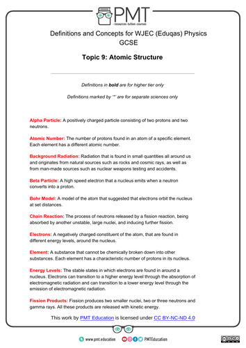 WJEC Eduqas GCSE Physics Definitions | Teaching Resources WJEC Eduqas GCSE Physics Definitions | Teaching Resources