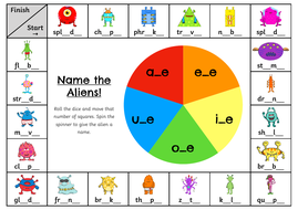 Phonics Split Digraph Name the Alien Board Game | Teaching Resources